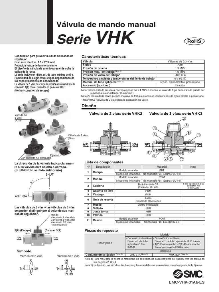 Vhk-A Es | PDF | Válvula | Presión