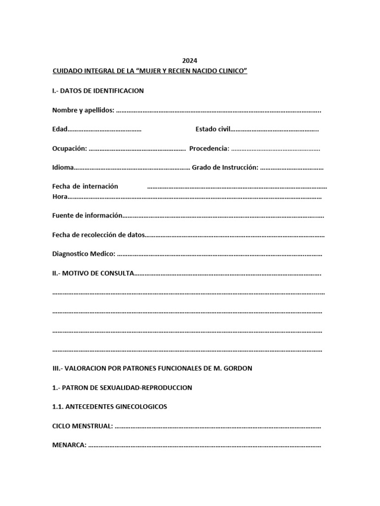 Pae Mujer Recien Nacido Clinico Lic. Julia | PDF | Medicina CLINICA ...