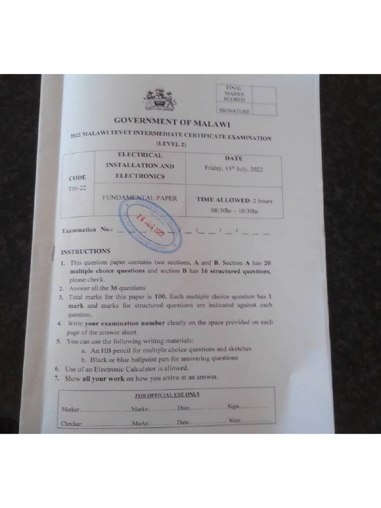 Fundamental Past Paper | PDF