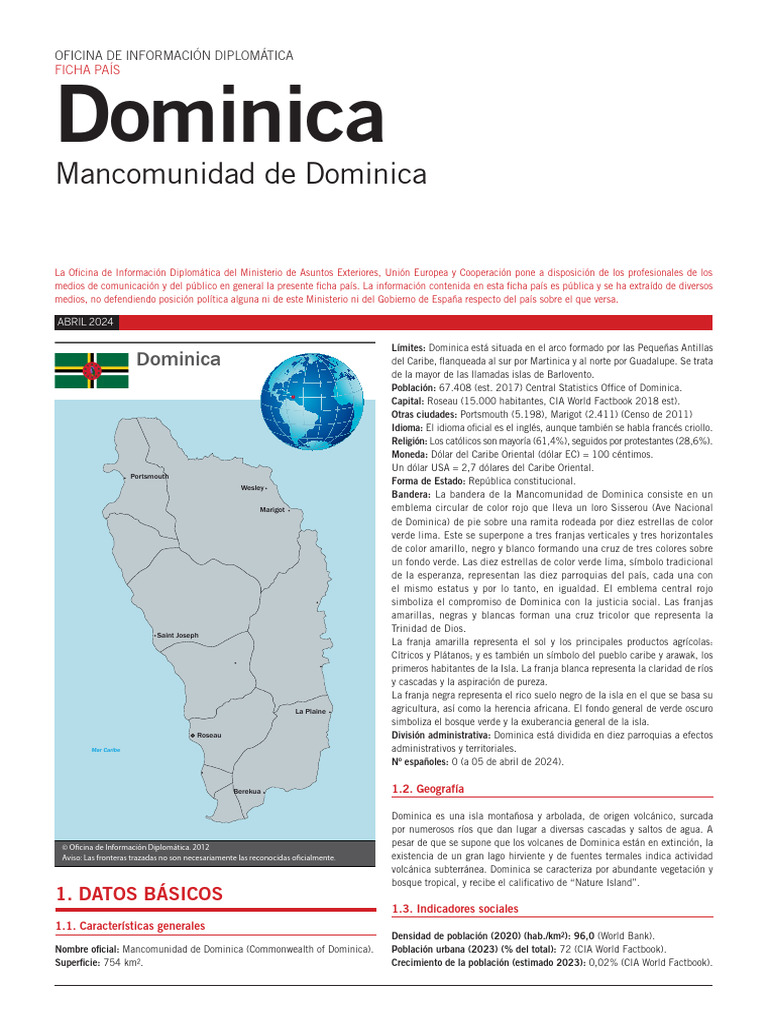Dominica - Ficha Pais | Descargar gratis PDF | España | Ministerio ...