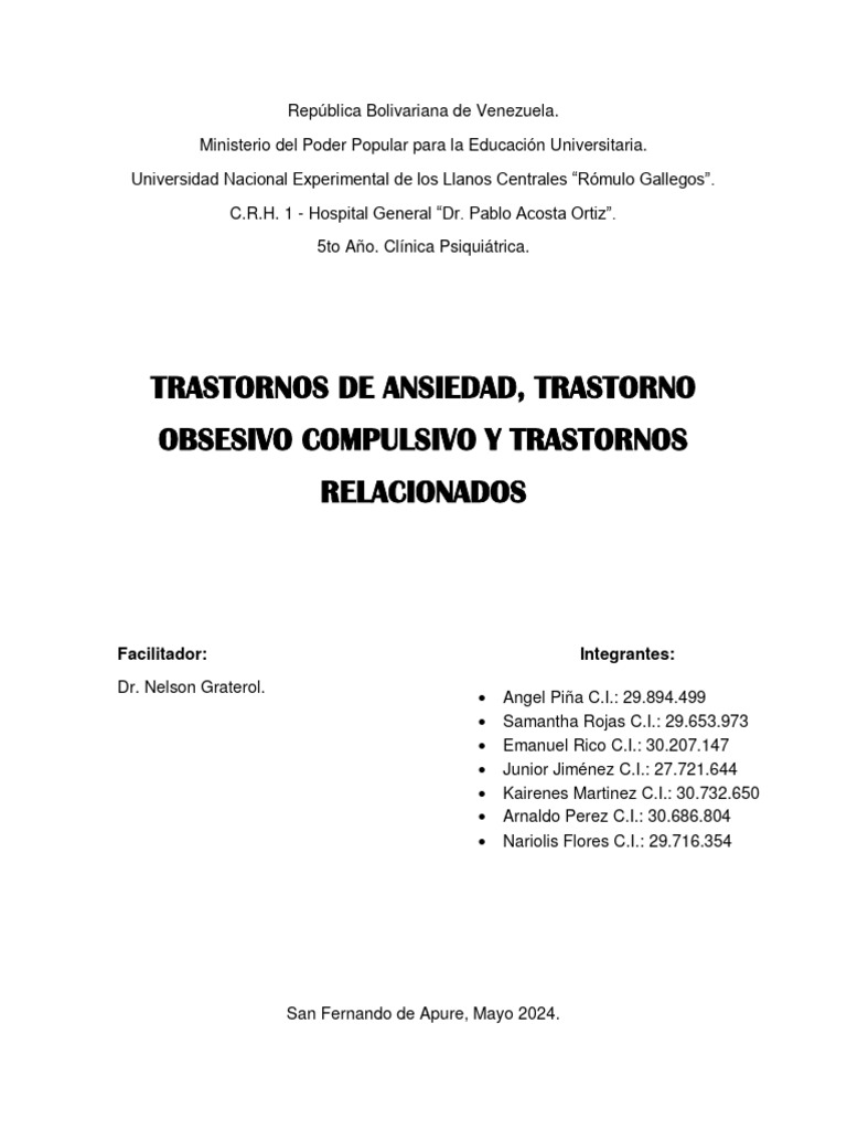Ansiedad y Toc | PDF | Desorden obsesivo compulsivo | Ansiedad