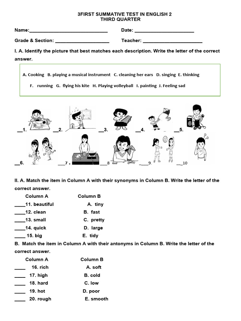 Quarter 3 Summative Test 2020 | PDF