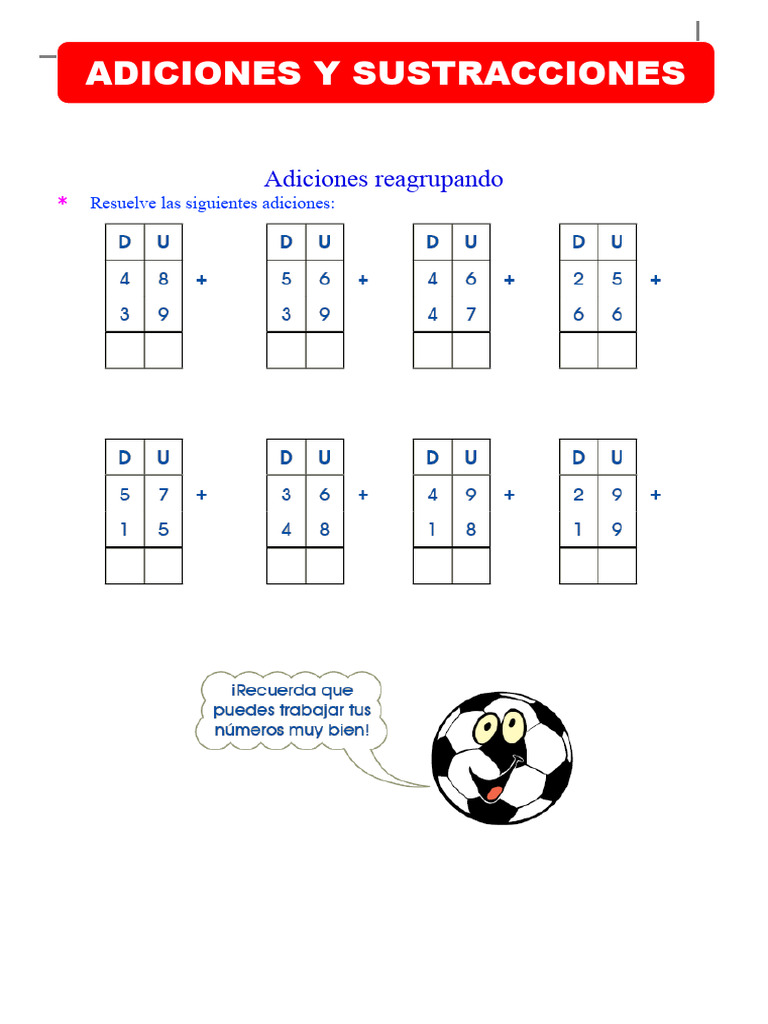 Adiciones-y-Sustracciones-para-alumnos Desventajados | PDF