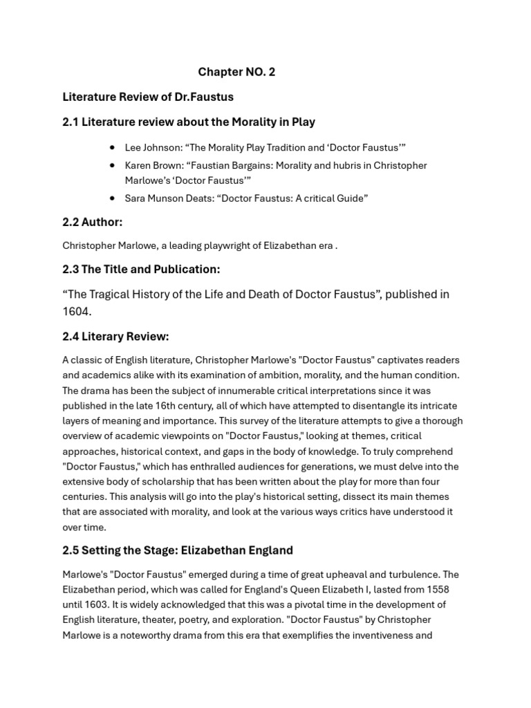 Chapter NO. 2 Literature Review of DR - Faustus 2.1 Literature Review ...
