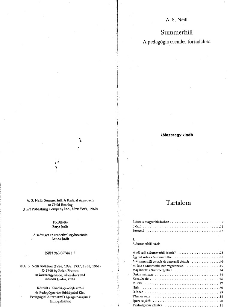 A.S.Neil - Summerhill - A Pedagógia Csendes Forradalma - Kéterezergy ...