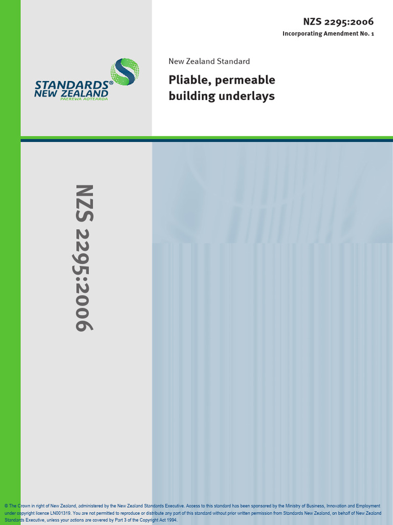 NZS 2295 (2006) Pilable, Permeable Building Underlays | PDF | Copyright ...