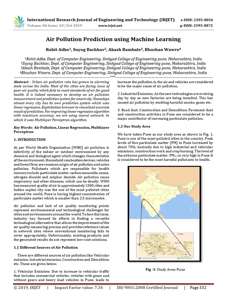 IRJET Air Pollution Prediction Using Mac | Download Free PDF | Air Pollution | Computational ...
