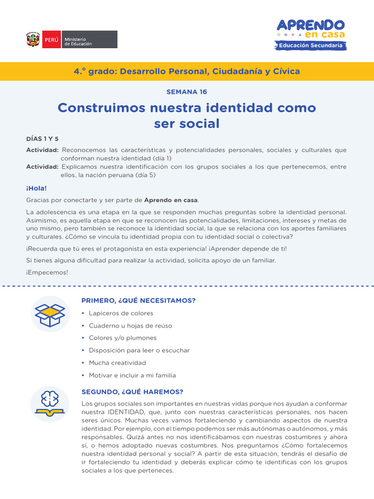 s16 Sec 4 Guia DPCC Dia 1 5 | PDF | Perú | Nación
