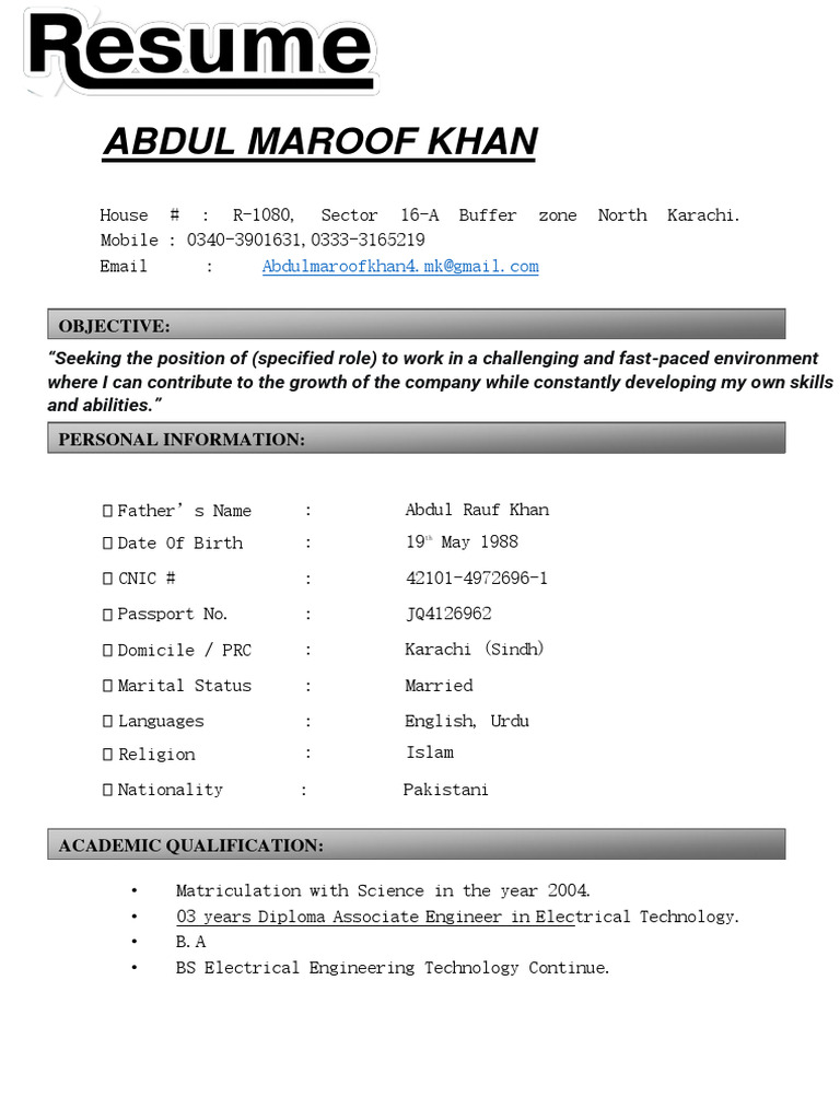2023 CV | PDF | Karachi | Pakistan