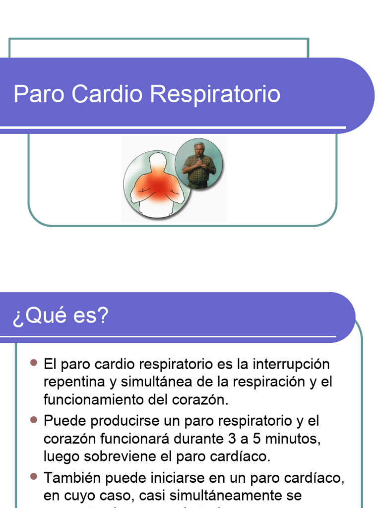 Paro Cardio Respiratorio: Causas y RCP | PDF | Paro cardíaco | Sistema ...