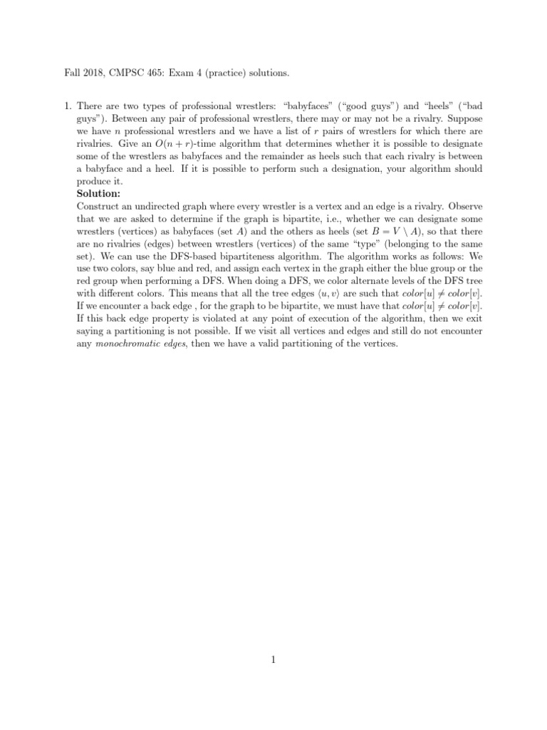 Exam4 Practice Solutions PDF | PDF | Vertex (Graph Theory) | Combinatorics