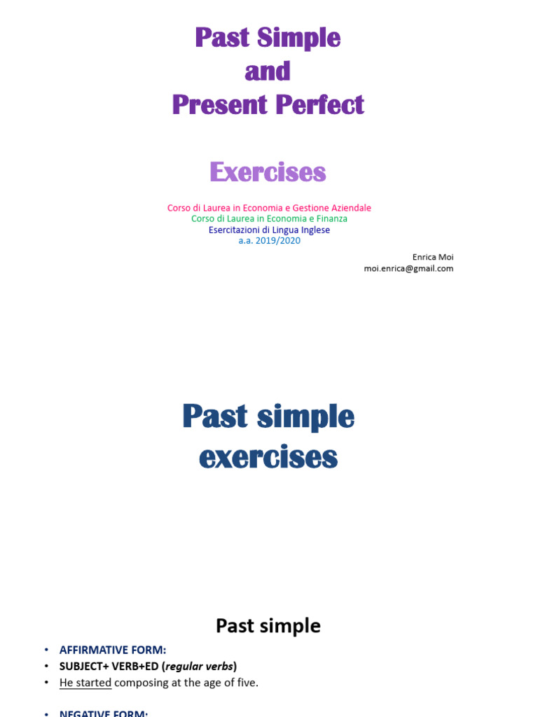 Past Simple and Present Perfect Exercises | PDF | Perfect (Grammar ...