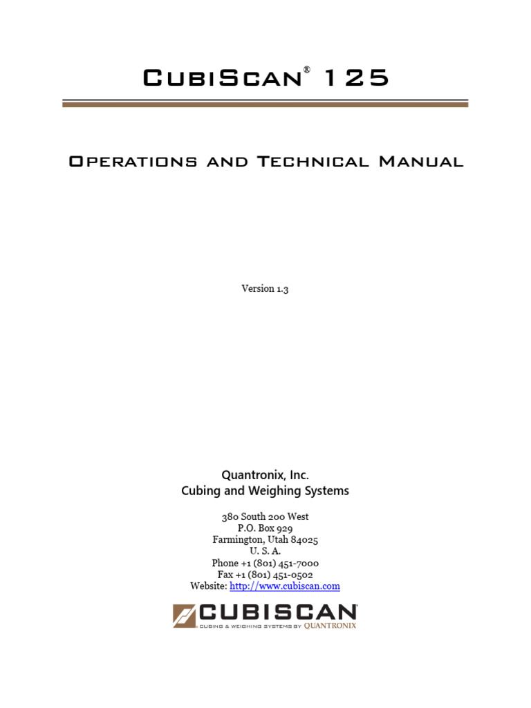 CubiScan 125 Operation Manual 1.3 | PDF | Implied Warranty | Legal Remedy