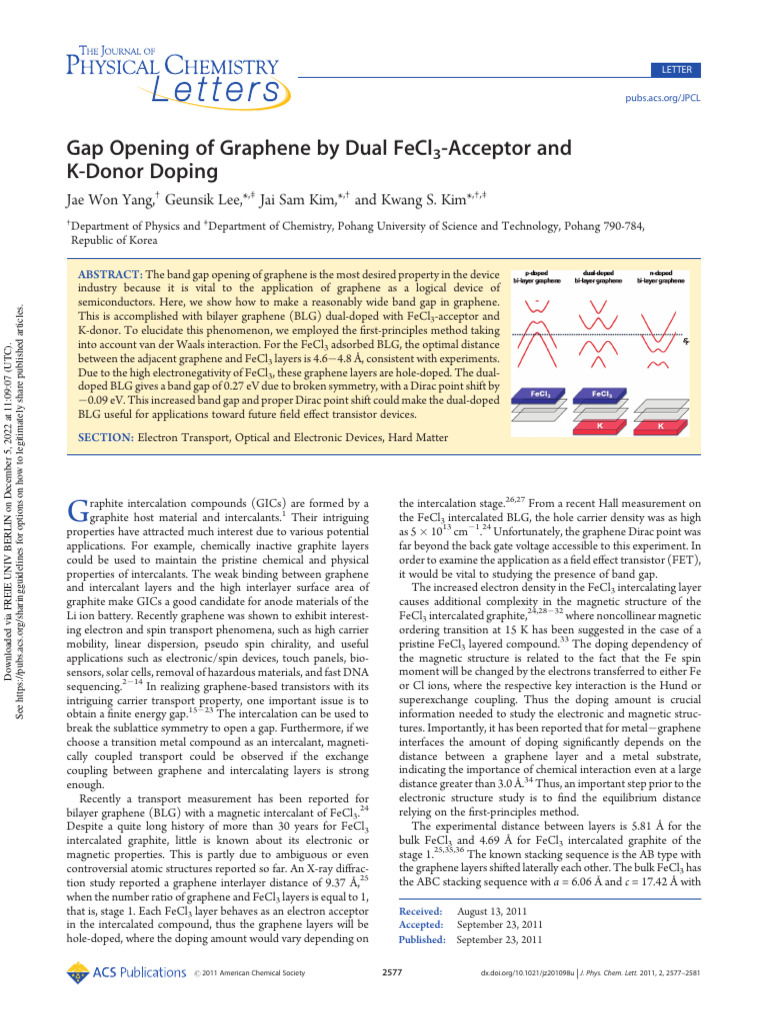 band gap opening | PDF | Graphene | Density Functional Theory