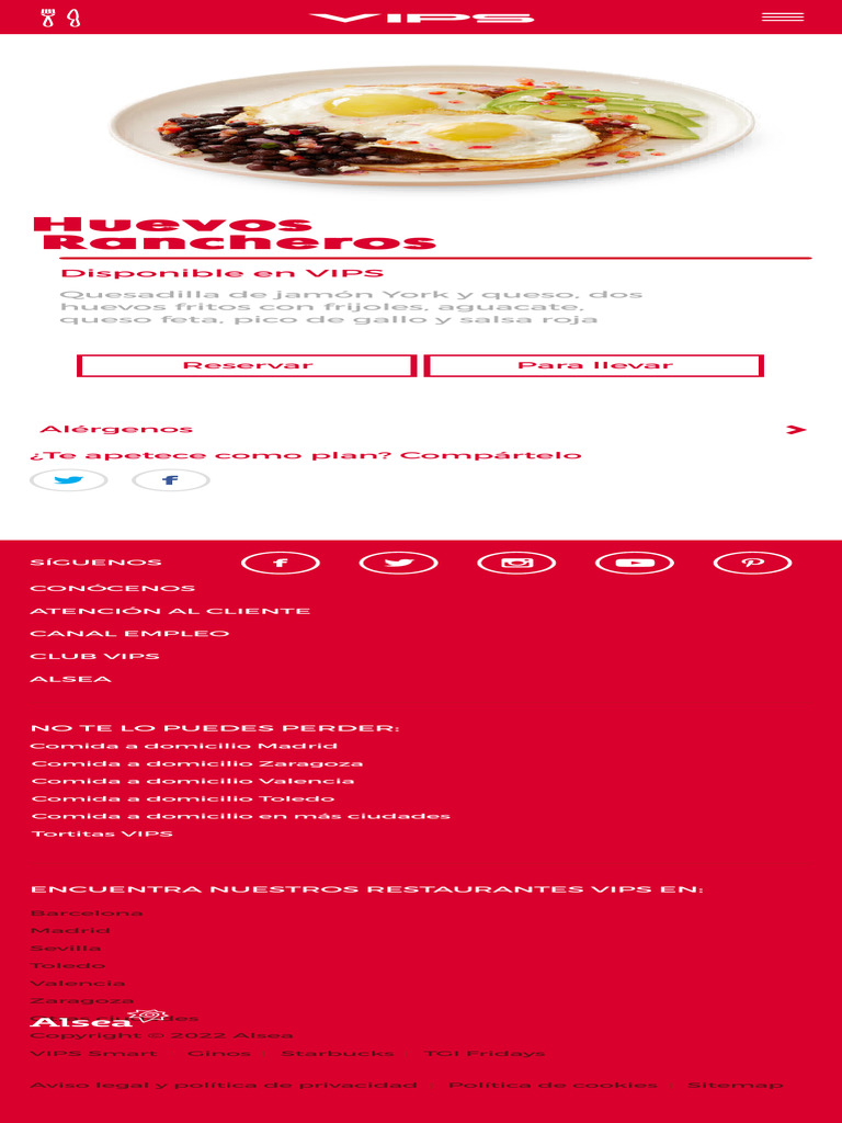 Huevos Rancheros VIPS | PDF | Cocina, comidas y vino | Derecho