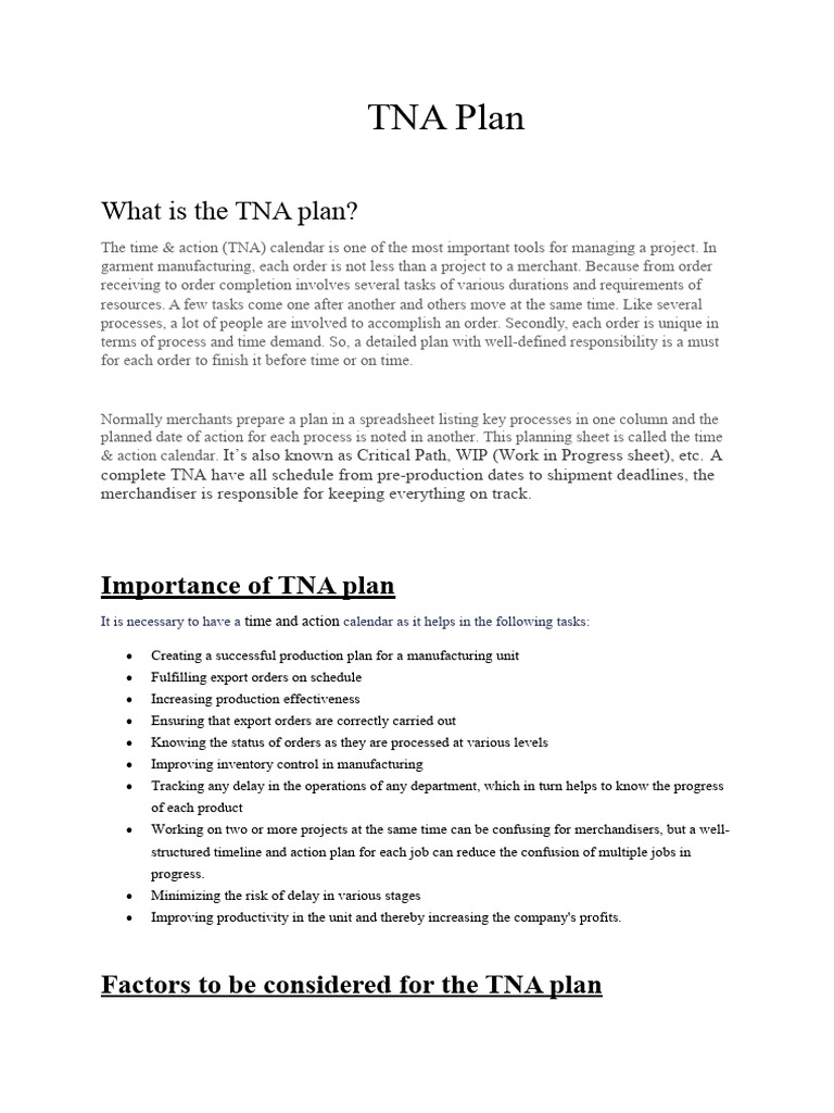 TNA Plan | PDF | Economies | Business