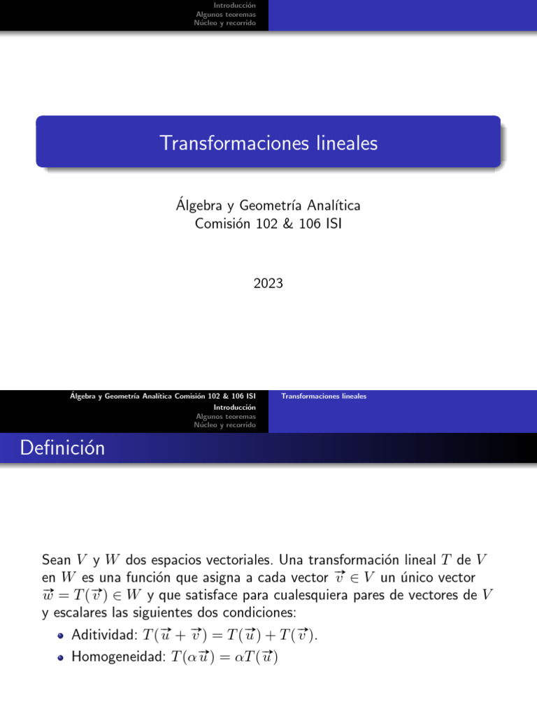 8 Transformaciones Lineales | Descargar gratis PDF | Mapa lineal | Espacio vectorial