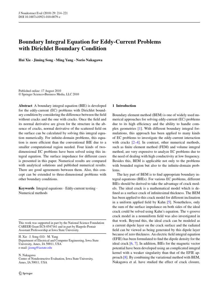 Boundary Integral Equation For Eddy-Current Problems With Dirichlet Boundary Condition | PDF ...