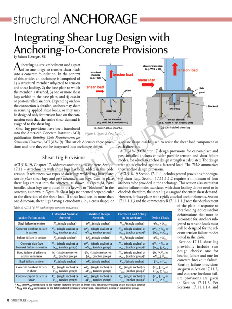Shear Lug Design in Concrete Anchorage | PDF | Strength Of Materials ...