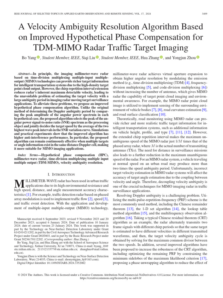 A Velocity Ambiguity Resolution Algorithm Based | PDF | Radar | Mimo A Velocity Ambiguity Resolution Algorithm Based | PDF | Radar | Mimo