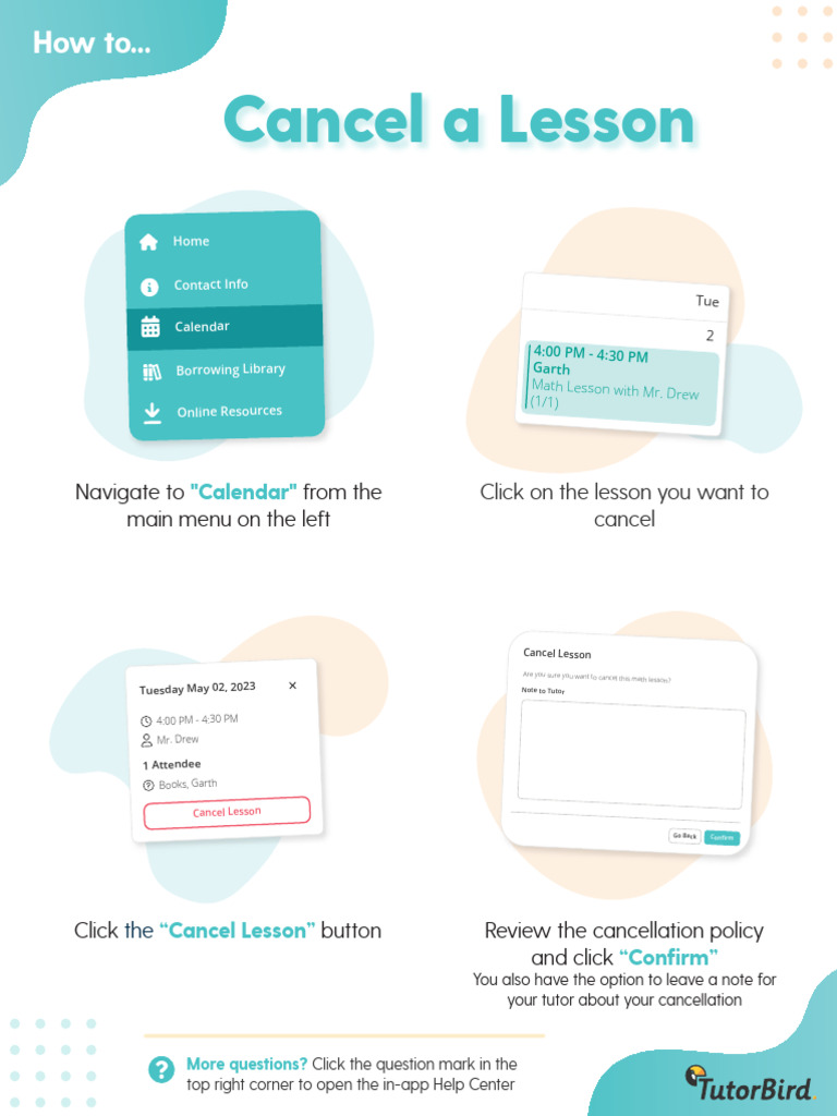 How to Cancel a Lesson Online | PDF
