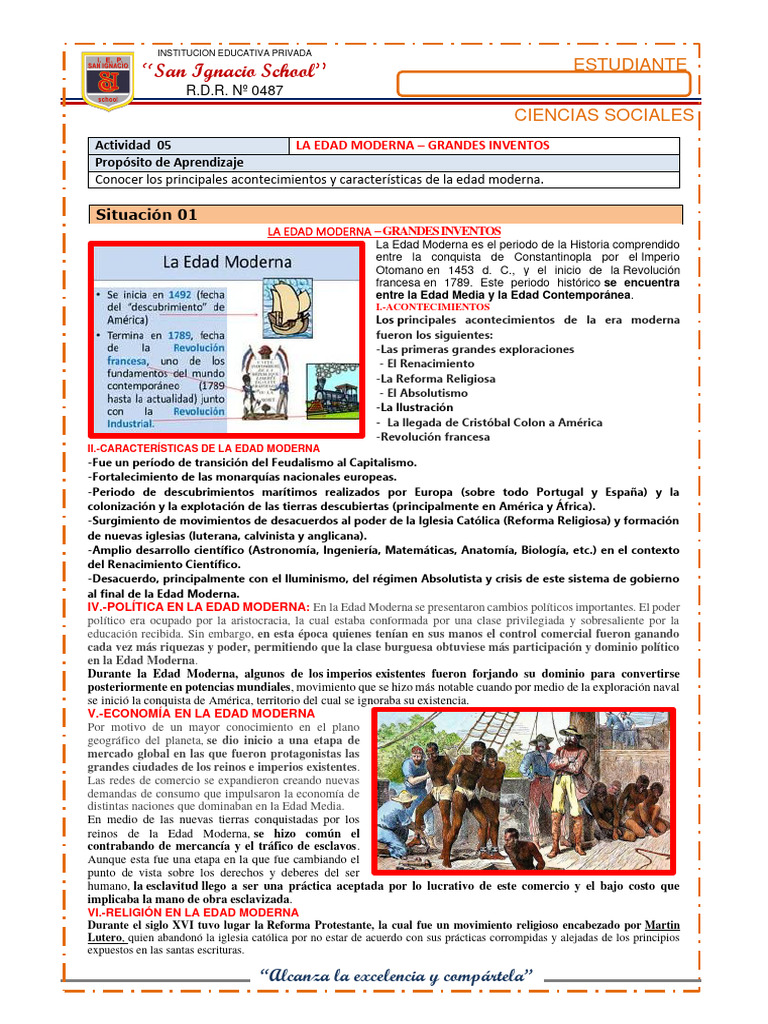 Ficha Detrabajo 3ro Sec Ciencias Sociales SM Del 15 Al 19 Abril 2024. | PDF | Período moderno ...