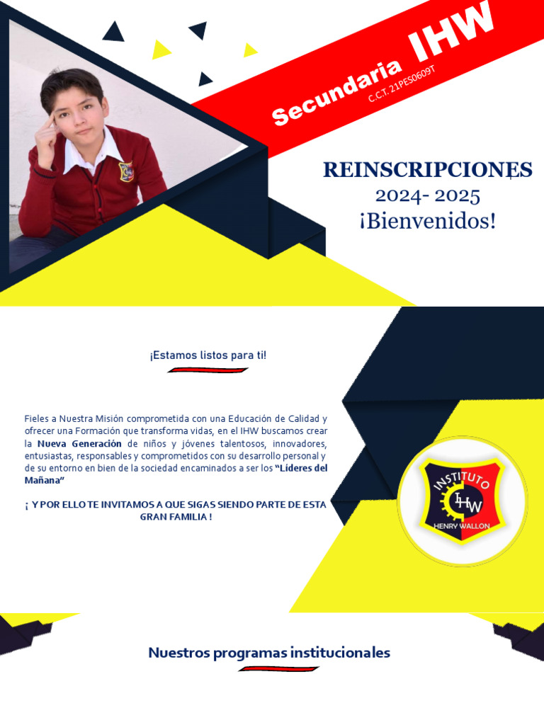 Secundaria Ihw - Reinscripciòn 2024 | PDF