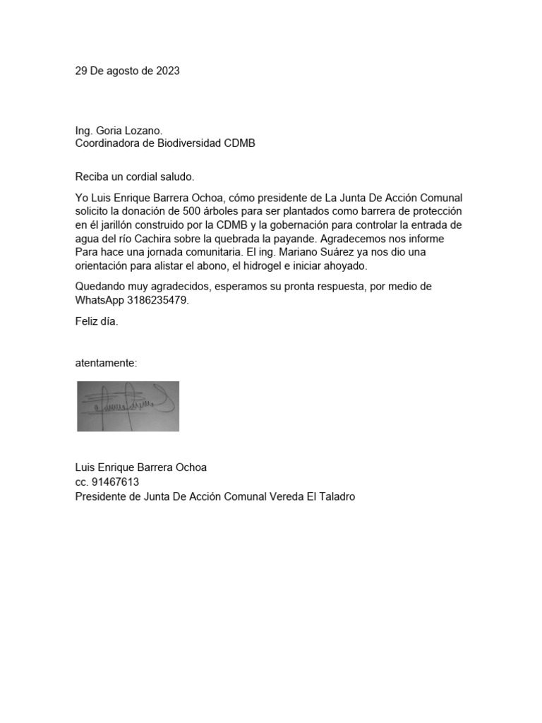 solicitud de arboles | PDF