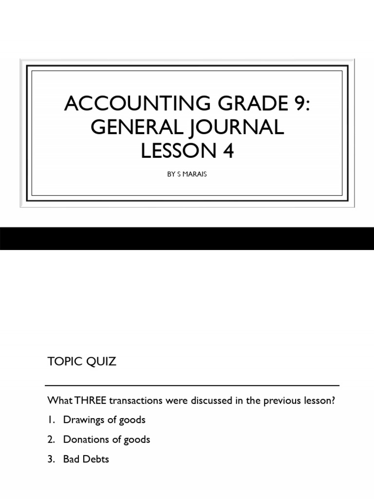 Acc9 General Journal Lesson 4 (Recording 4-6) | PDF | Debits And ...