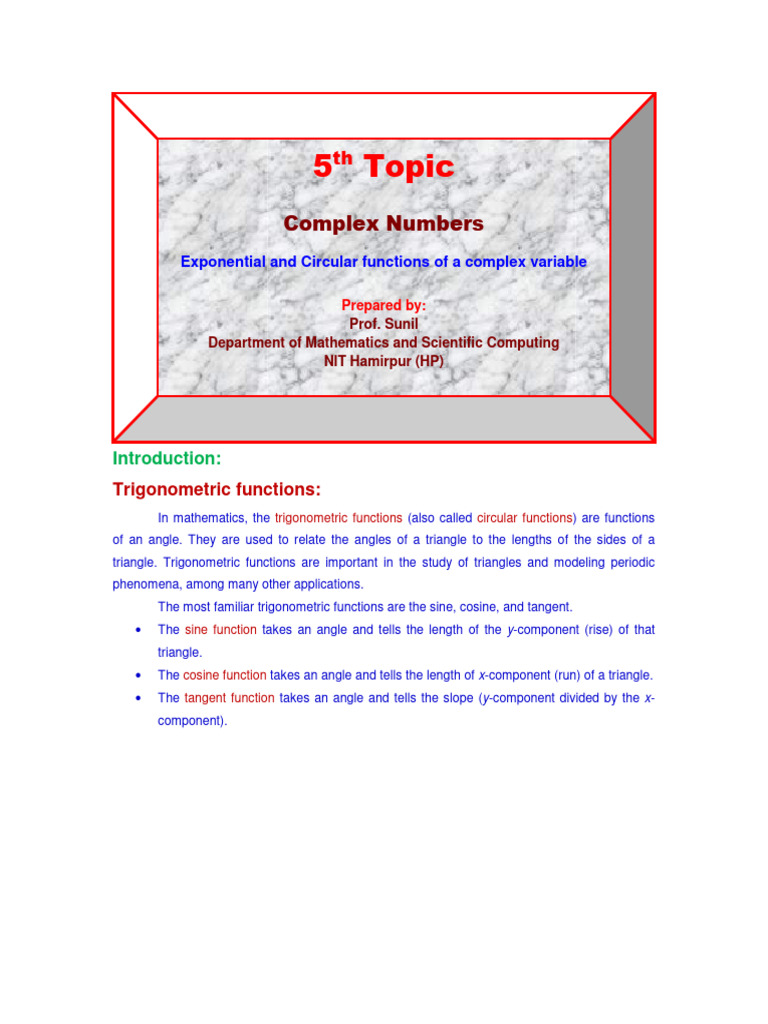 Exponential Forms of Sine and Cosine | PDF | Trigonometric Functions ...
