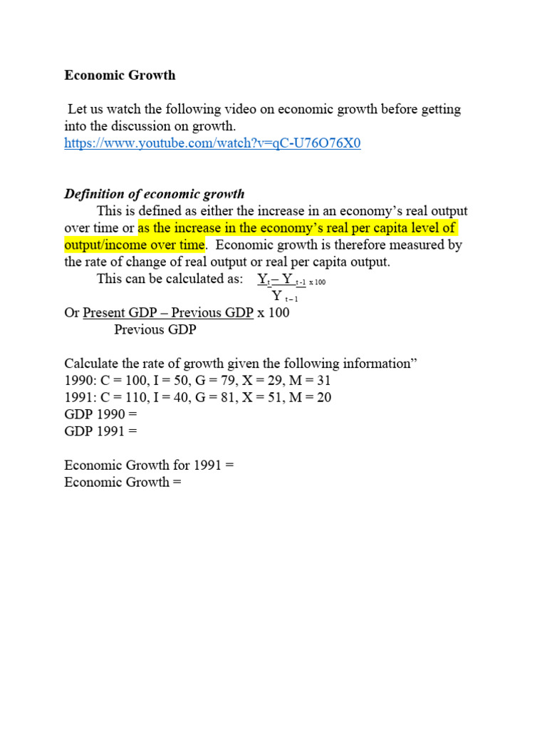 CSEC Economic Growth NOTES | PDF | Economic Growth | Gross Domestic Product