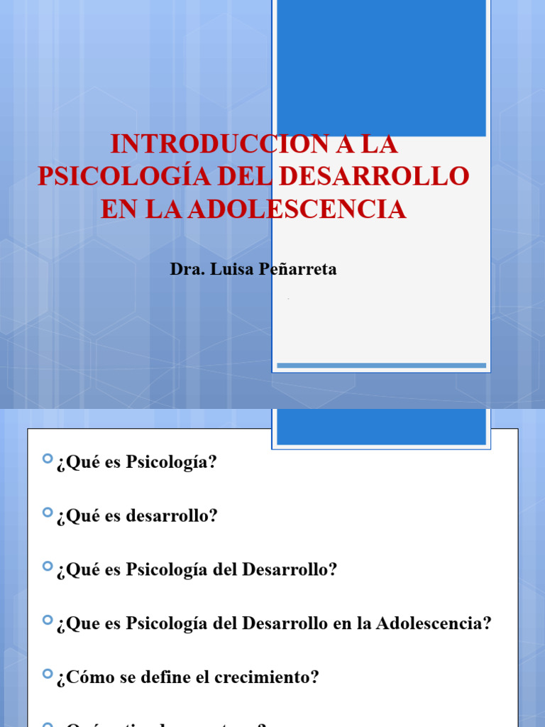 Introduccion A La Psicologia Del Desarrollo Del Adolescente | PDF | Sicología | Adultos