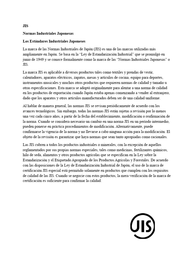 Norma JIS | PDF | Estandarización | Japón