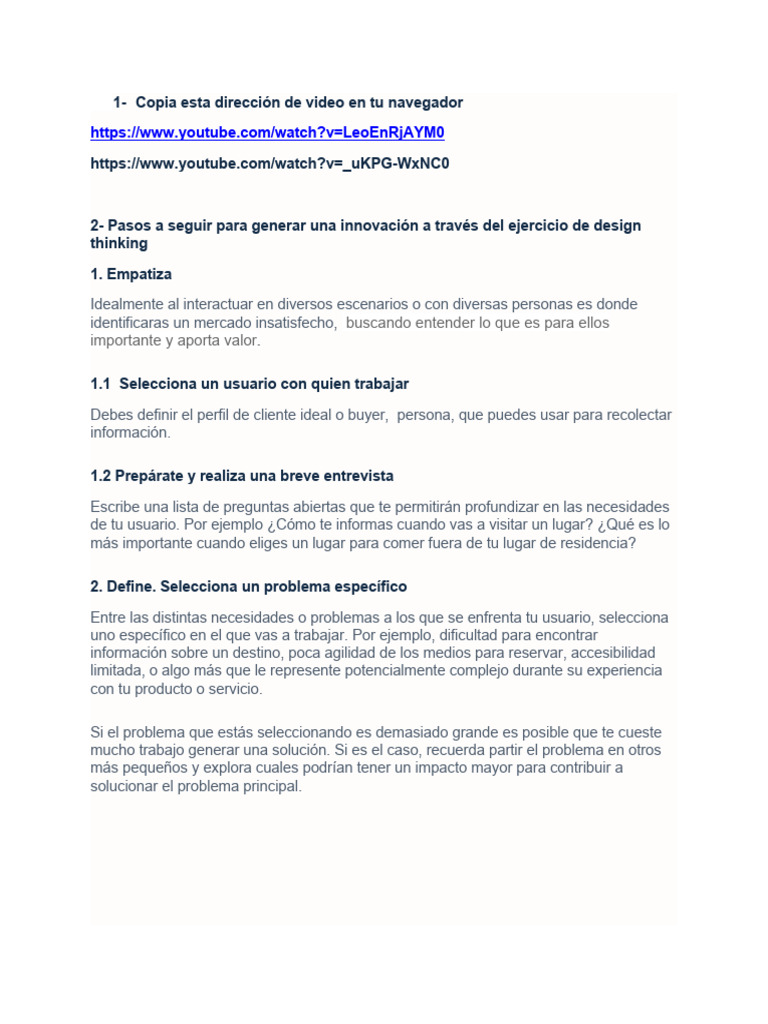 Ejercicio de Design Thinking | PDF | Comunicación humana