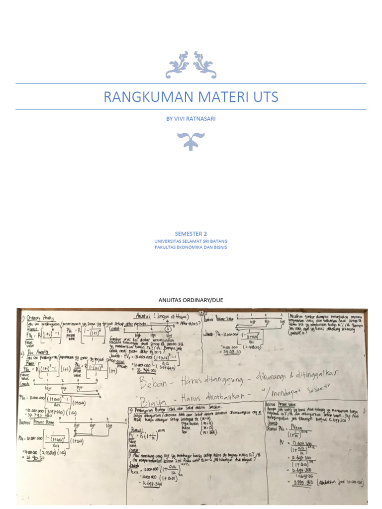 Rangkuman Materi Uts Vivi | PDF | Bisnis | Pengelolaan Keuangan & Uang