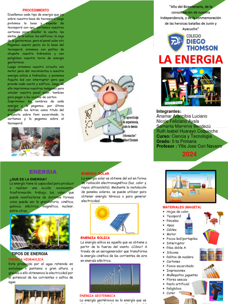 Triptico de La Energia y Tipos | Descargar gratis PDF | Electricidad | Energía eólica
