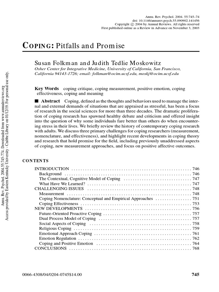 COPING: Pitfalls and Promise | PDF | Caregiver | Emotions