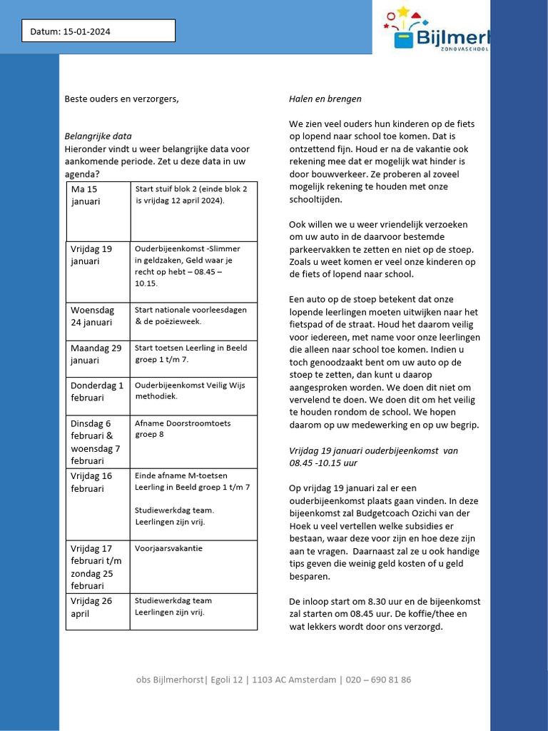 Nieuwsbrief Week 3 2023-2024 | PDF