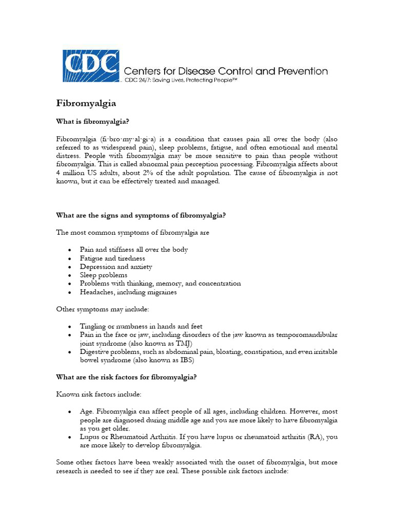 Fibromyalgia | PDF | Fibromyalgia | Cognitive Behavioral Therapy