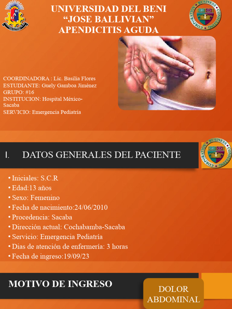 CASO CLINICO APENDICITIS AGUDA EMERG.PEDIATRIA | PDF | Medicina | Especialidades Medicas