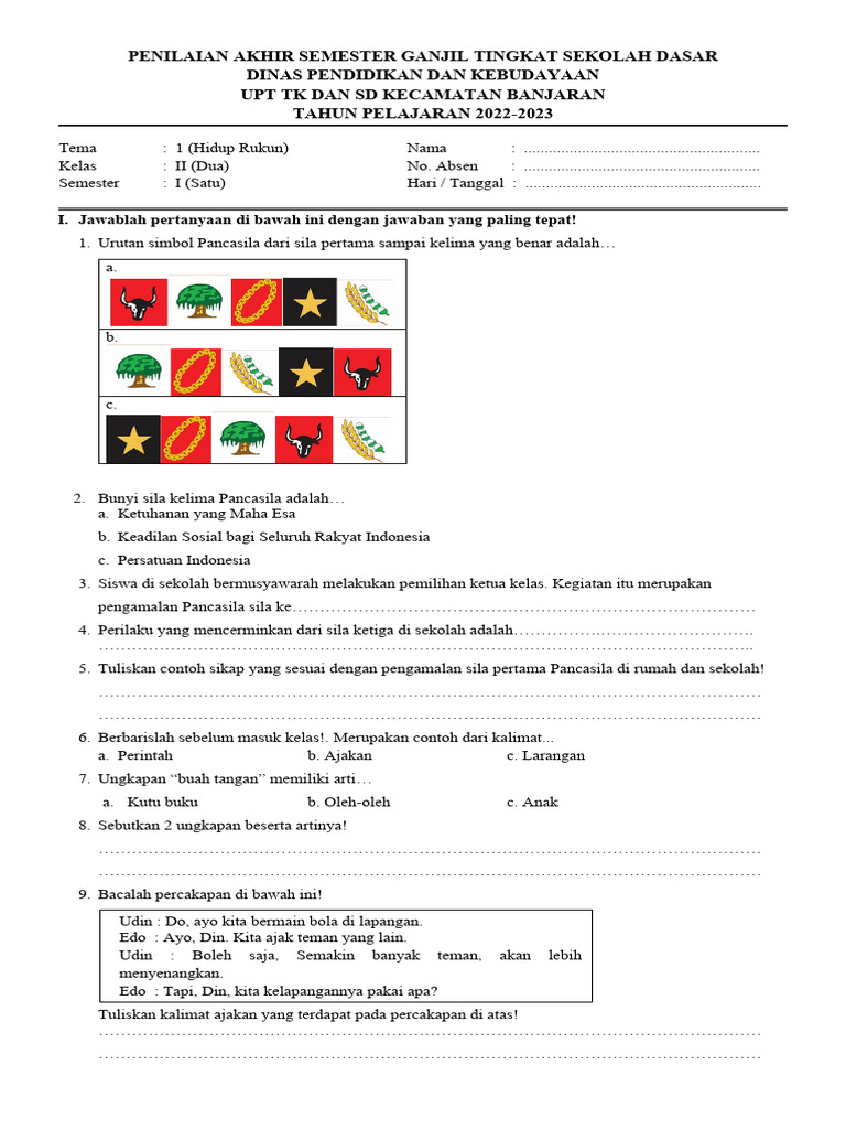 Pas Kelas 2 Tema 1 Semester 1 | PDF