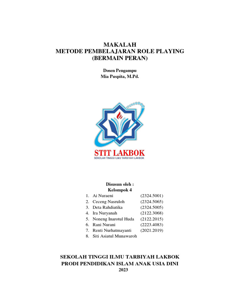 Metode Pembelajaran Role Playing | PDF | Karier & Perkembangan ...