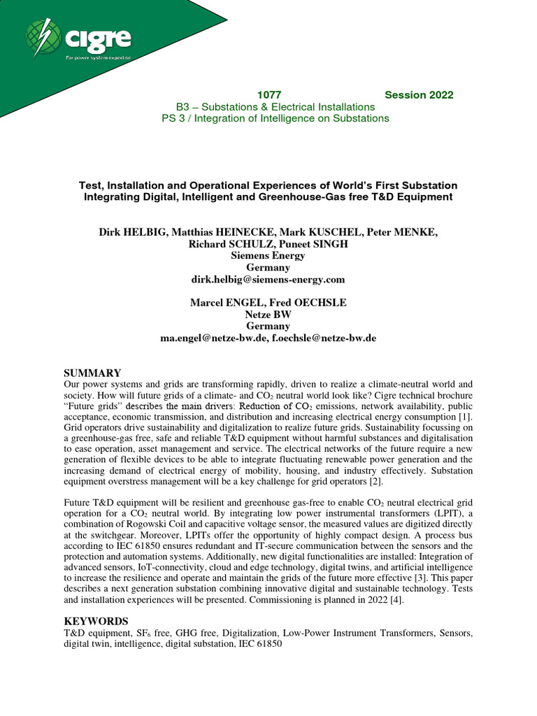 B3 - Full Papers PS3 11077 2022 | PDF | Electrical Substation | Transformer