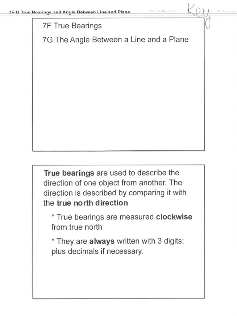 Notes 7f-g True Bearings and Angles Between Lines and Planes | PDF Notes 7f-g True Bearings and Angles Between Lines and Planes | PDF