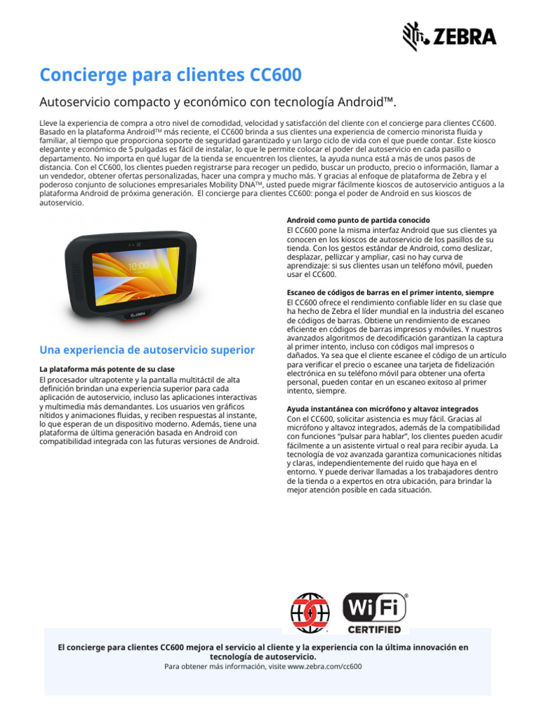 cc600 Spec Sheet Es La | PDF | Android (sistema operativo) | Software ...