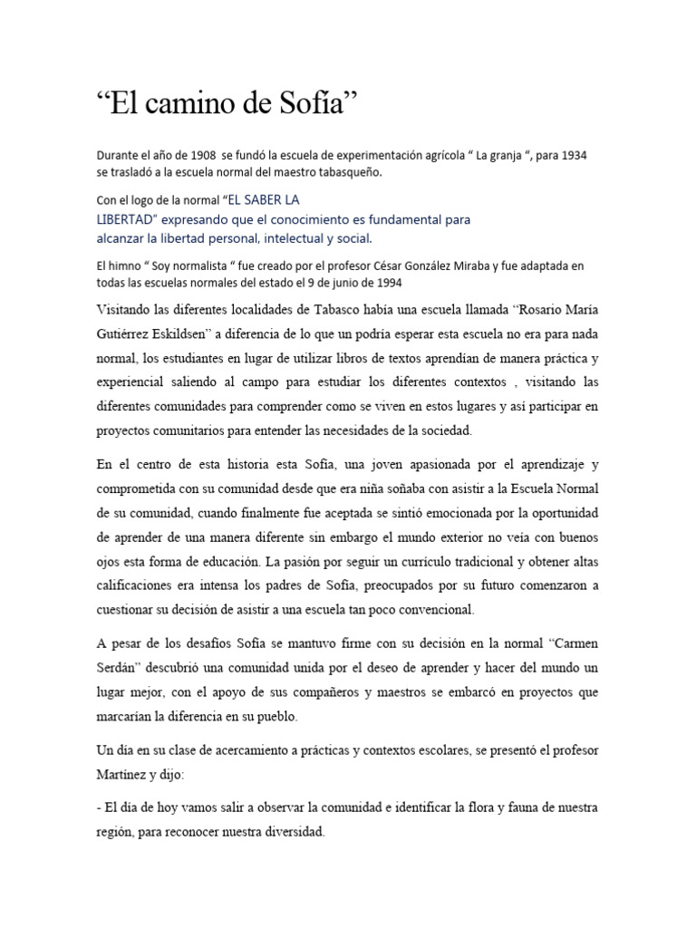 Sofía: Educación Experiencial en Tabasco | PDF | Escuelas | Plan de estudios