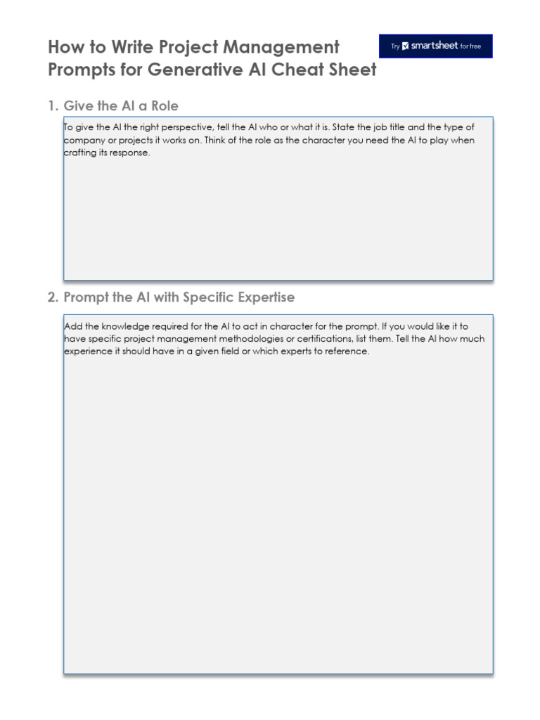 IC How To Write Project Management Prompts For Generative AI Cheat Sheet - 12033 - PDF - 0 | PDF ...