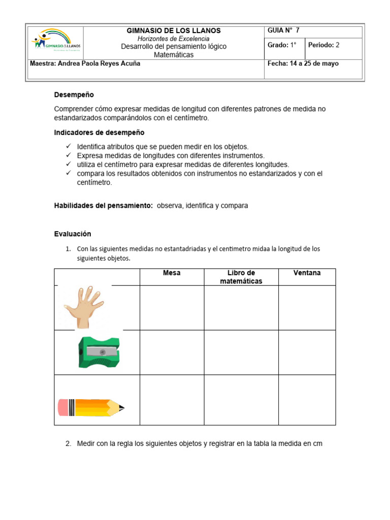 Guia 7 Primer Periodo Unidades de Medida | PDF
