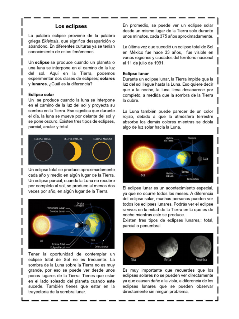 Diferencias entre eclipses solares y lunares | PDF | Eclipse | Luna