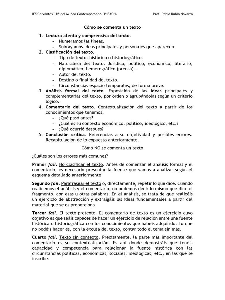 Cómo Se Comenta Un Texto | PDF